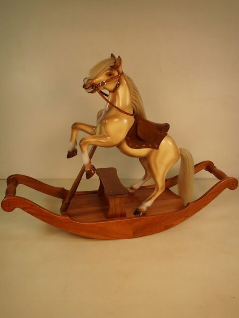 Small Palomino Extra Carved Rearing Up Rocking Horse